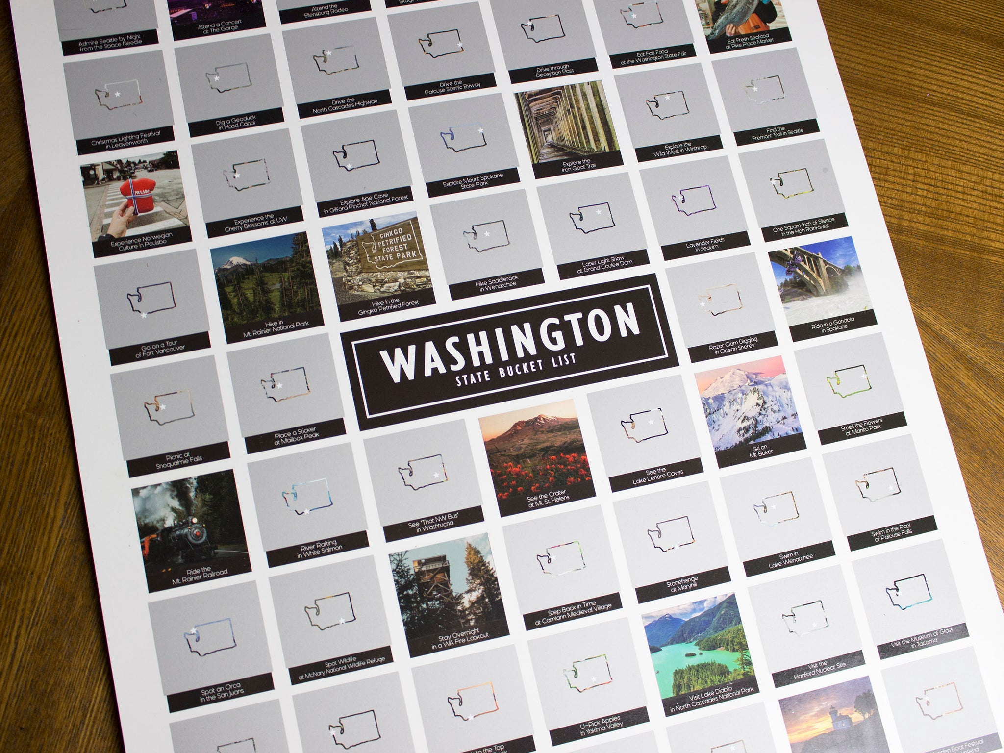 Washington State Bucket List Scratch Off Poster – Cascadia Modern